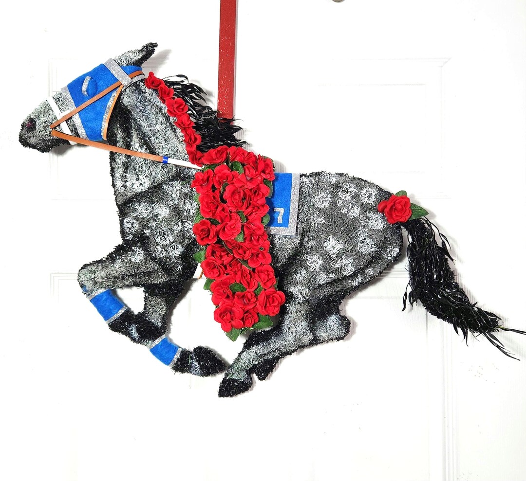 Kentucky Derby Horse Wreath "running Away With the Roses" - Etsy