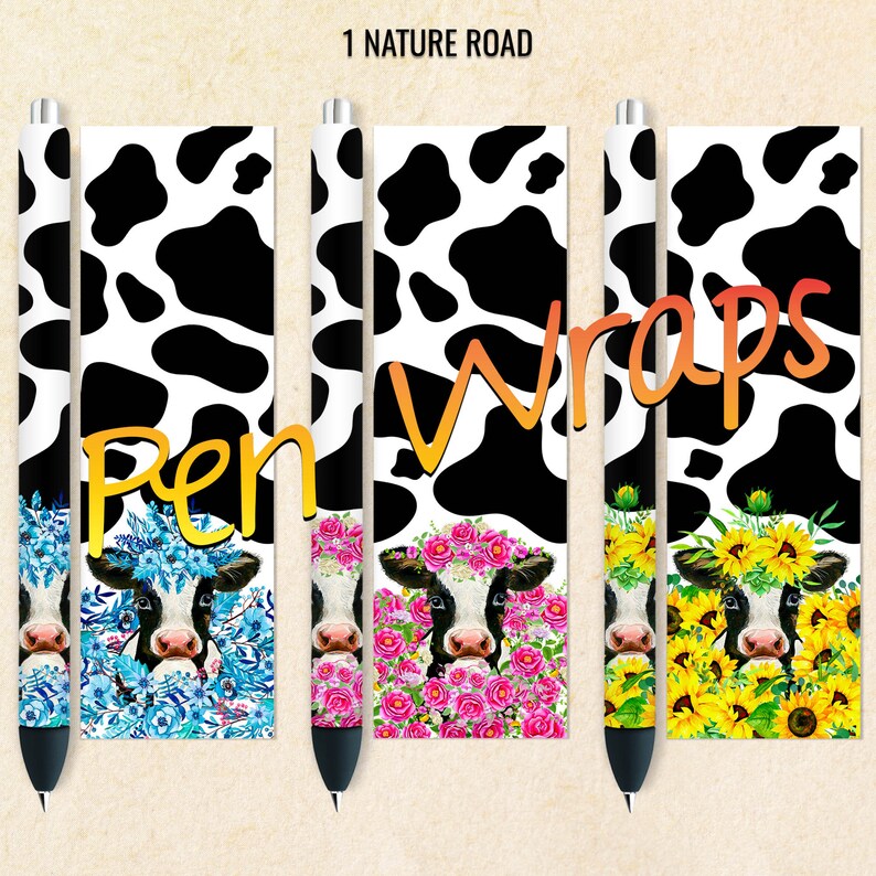 Cow Pen Wrap Bundle Cow Print & Flowers Inkjoy Wraps - Etsy
