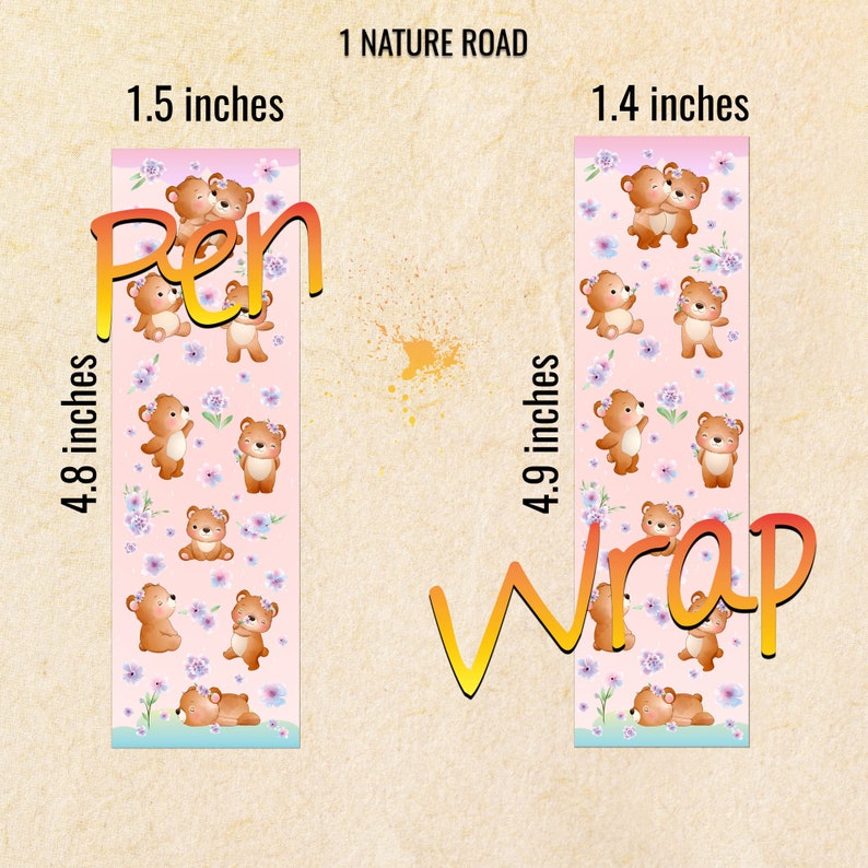 Cute Bears Pen Wraps, Printable Digital Download Seamless Ink Joy ...