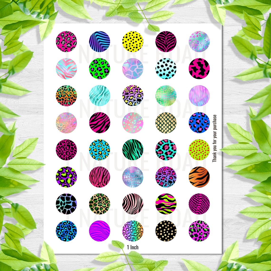 1 Inch Animal Print Bottle Cap Images 20mm 25mm 30mm | Etsy