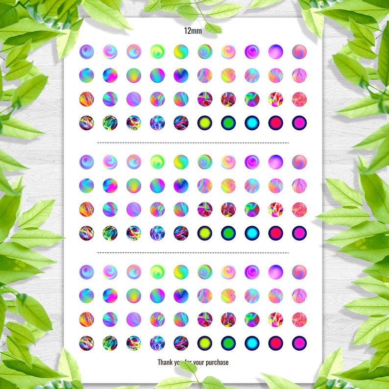 Neon Glow 8mm 10mm 12mm 14mm 16mm 18mm Circle Images Digital | Etsy