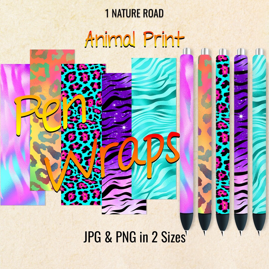 Animal Print Pen Wrap Bundle, Zebra, Cheetah, Printable Images Digital ...