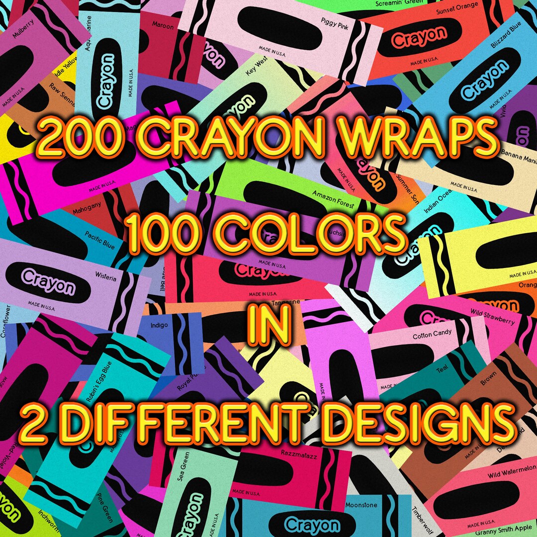 Crayon Pen Wrap Bundle, 100 Colors, Inkjoy Wraps, Printable Digital ...
