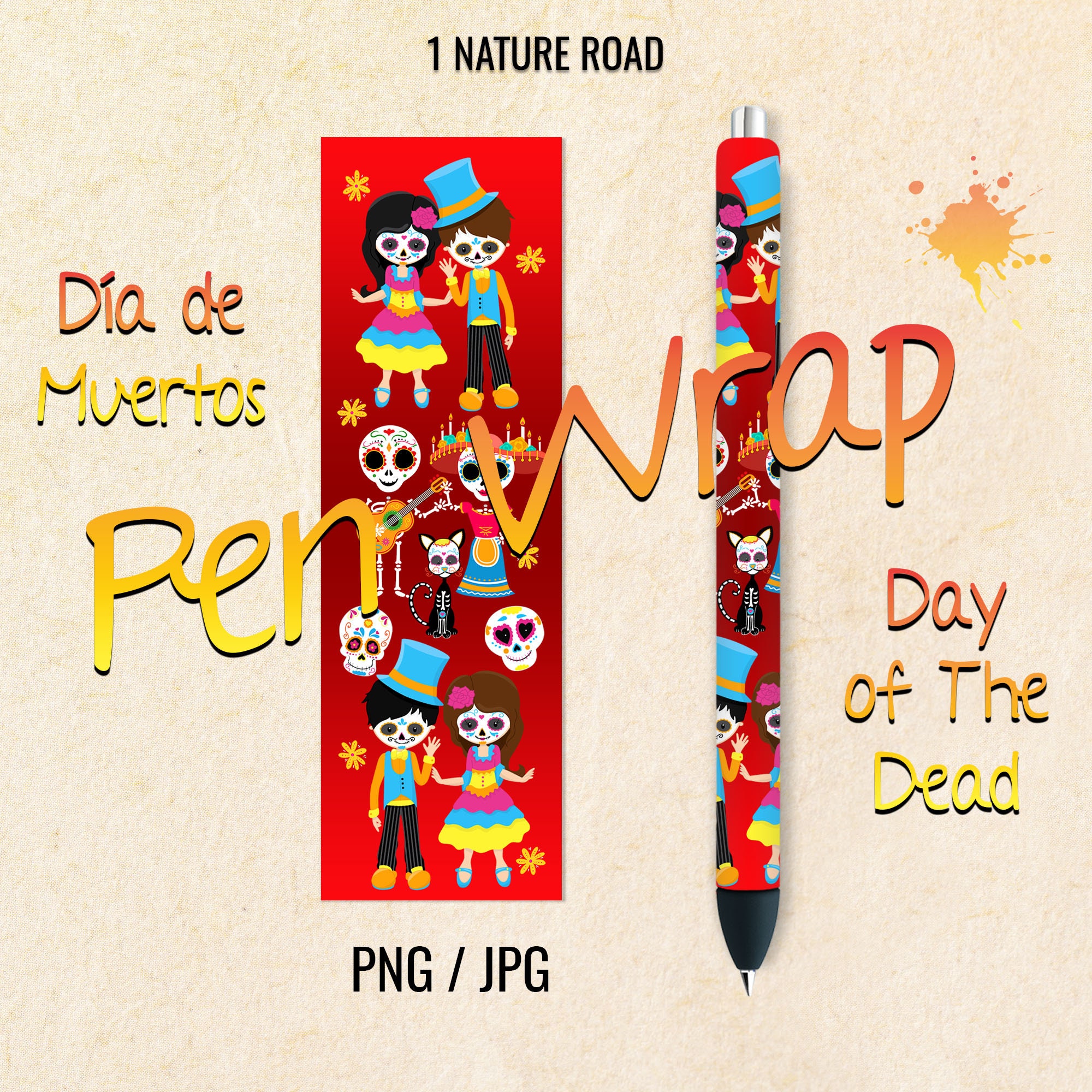 Day of the Dead Pen Wraps, Día De Muertos Inkjoy Wraps, Sugar Skulls ...