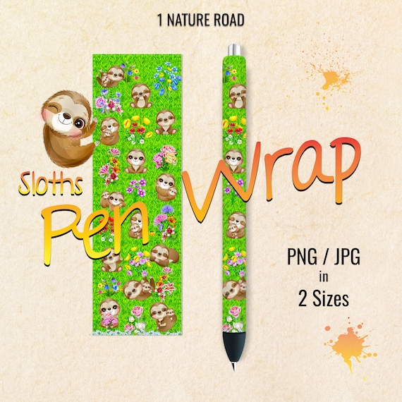 Sloth Pen Wraps Spring Flower Seamless Ink Joy Printable | Etsy