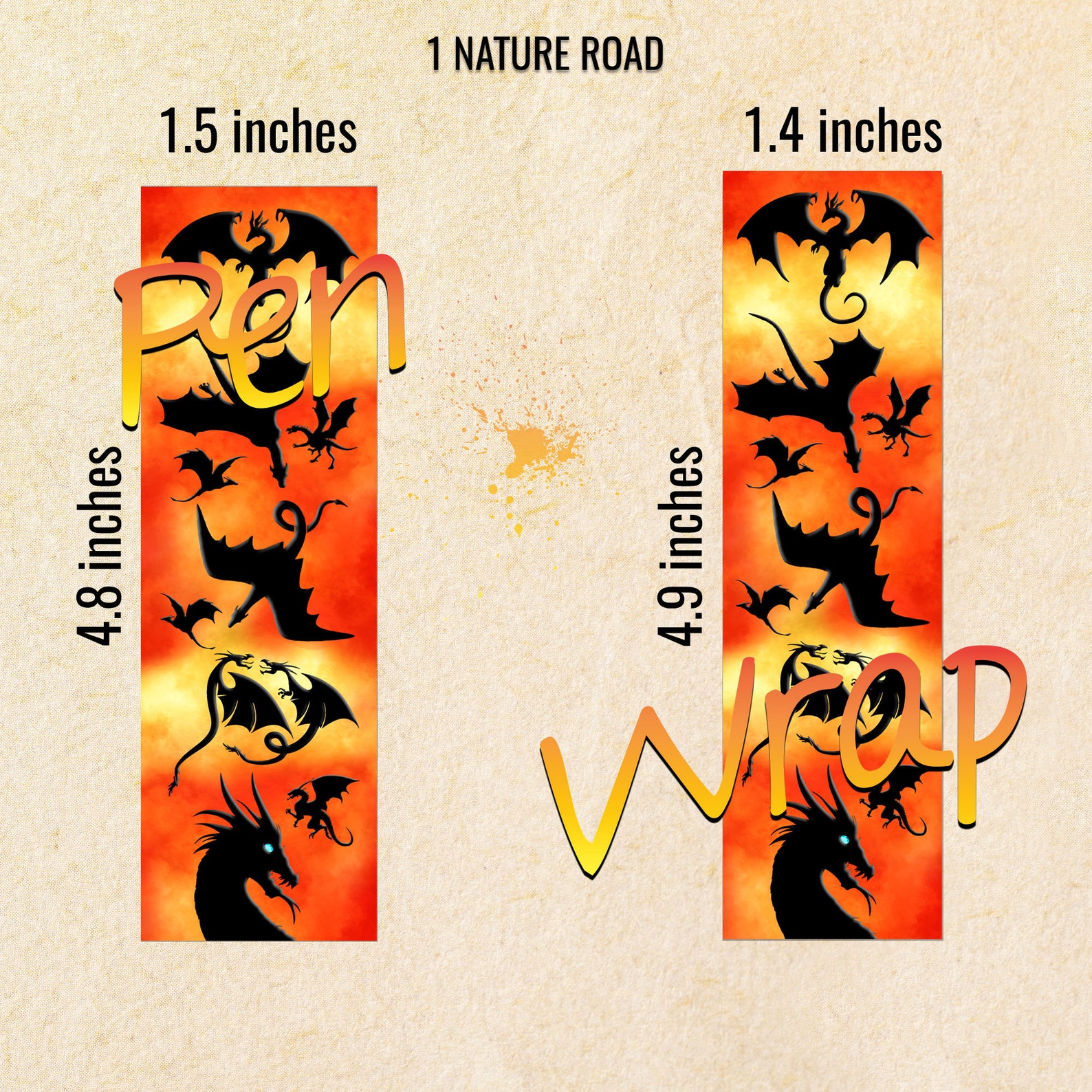 Dragons Pen Wrap Design, Printable Digital Download for Waterslide ...