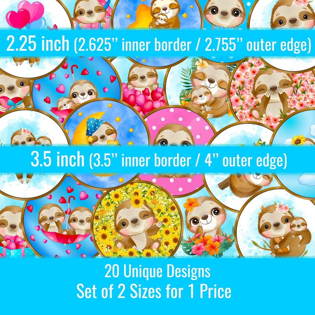 Sloths 2.25 Inch 3.5 Inch Cute Images Digital Collage Sheet, 2.625" 4 ...