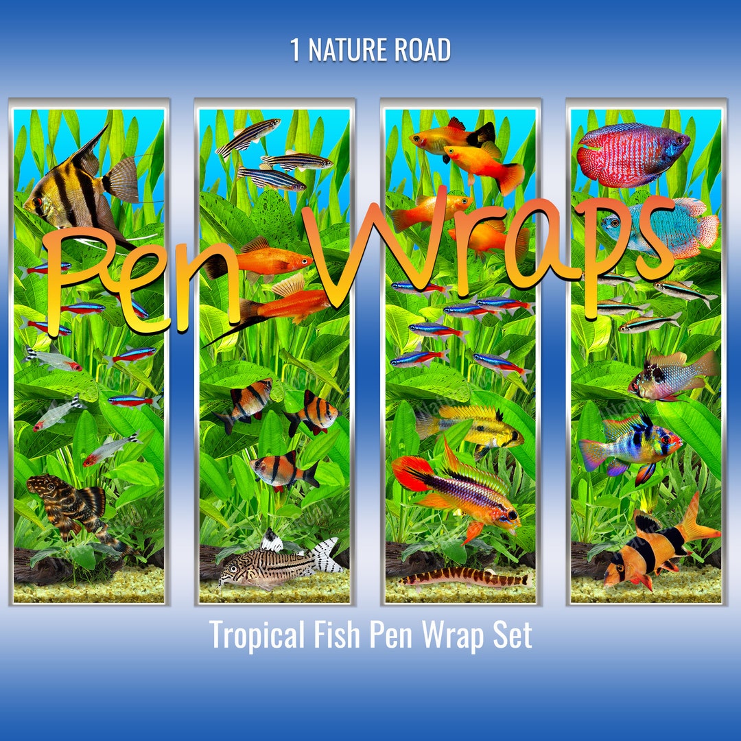 Tropical Fish Pen Wrap Designs, Aquarium Pen Wrap Bundle, Printable ...