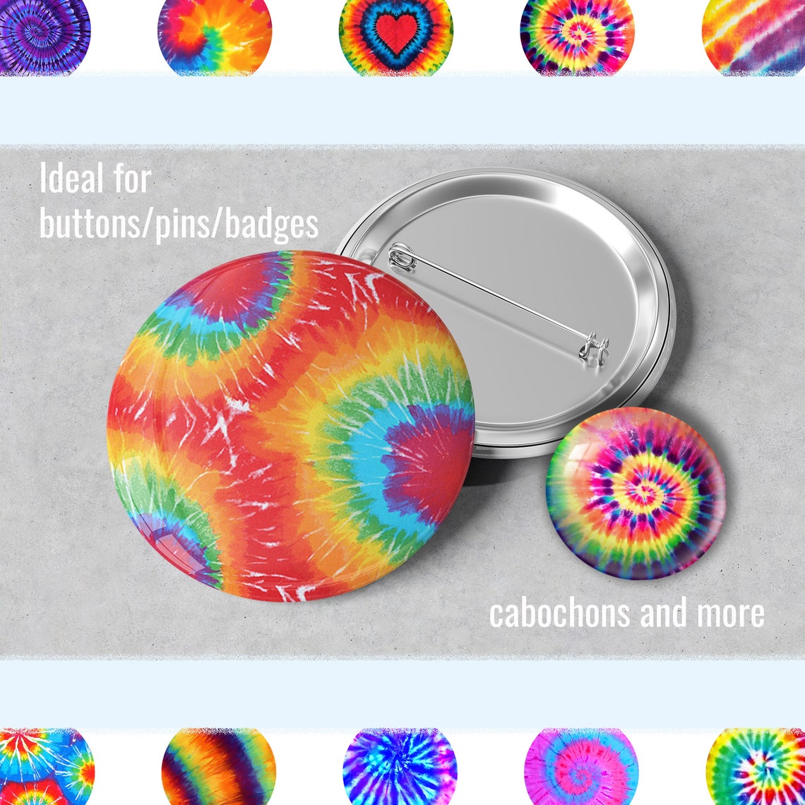 Tie Dye Hippy 1 Inch 20mm 25mm 30mm 1.25 1.5 Inch Round | Etsy
