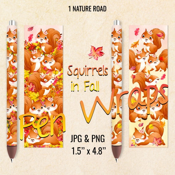 Squirrels Fall Pen Wraps Autumn Seamless Ink Joy Printable - Etsy