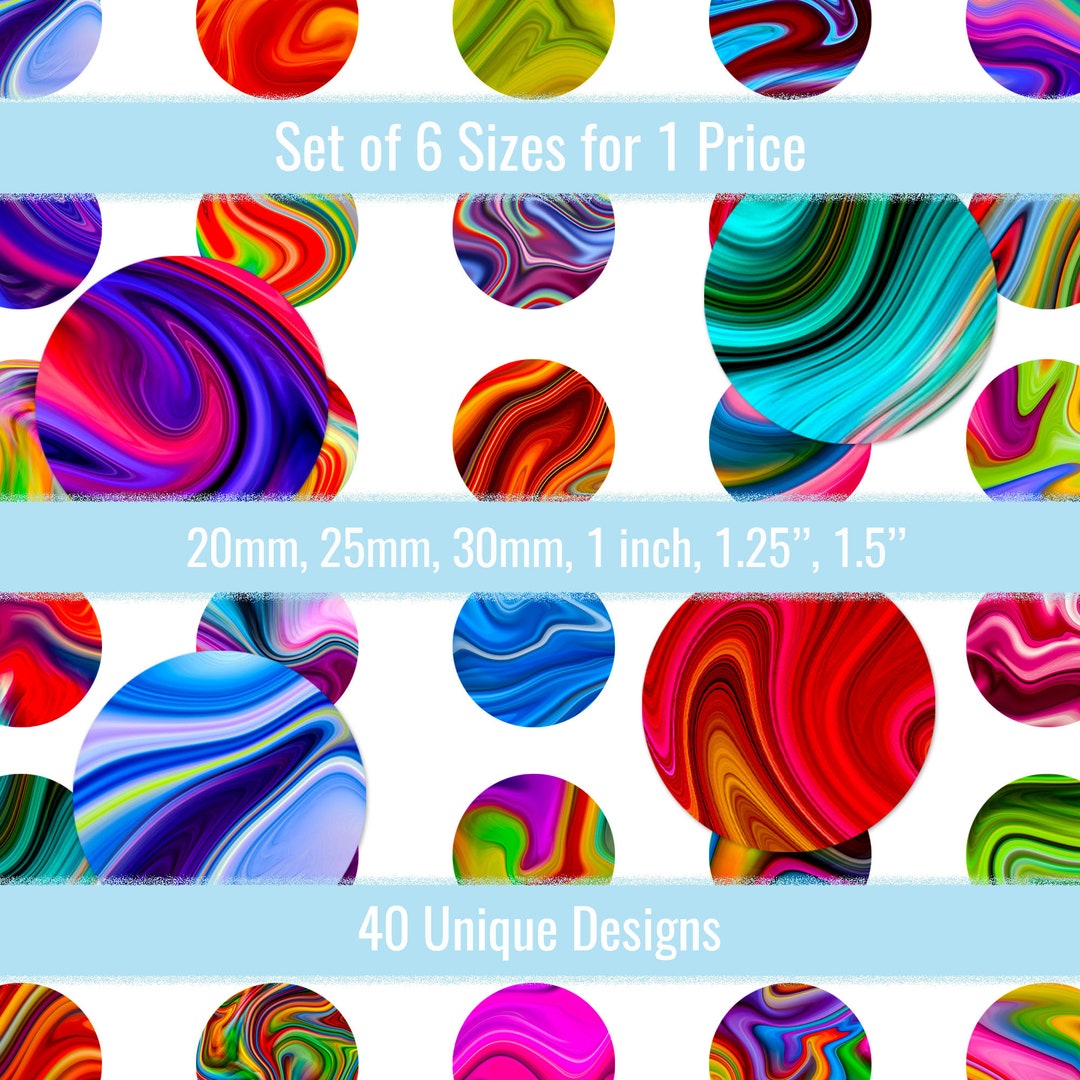 Marble 1 Inch Bottlecaps 20mm 25mm 30mm 1.25" 1.5 Inches Circles ...