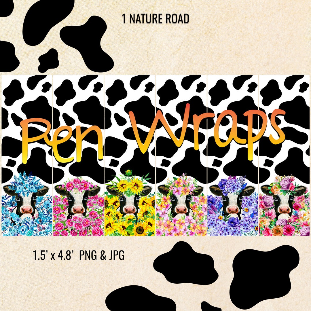 Cow Pen Wrap Bundle, Cow Print & Flowers Inkjoy Wraps, Printable ...