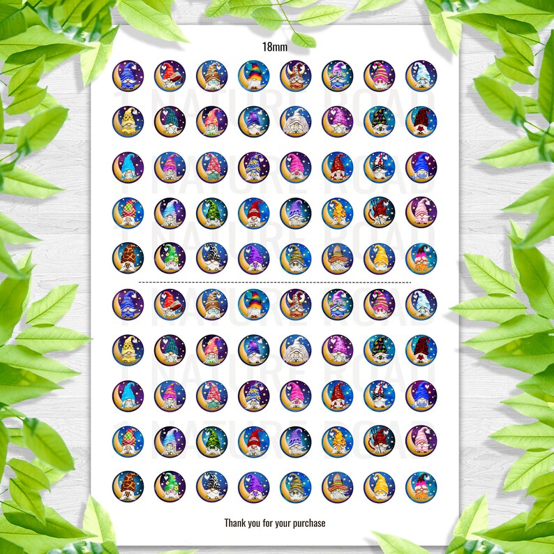Gnomes Moon 8mm 10mm 12mm 14mm 16mm 18mm Circle Images Digital - Etsy