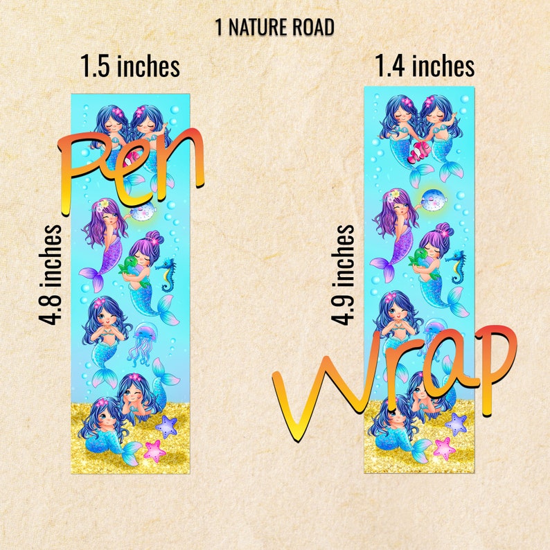 Mermaids Pen Wraps, Kids Pen Wraps, Printable Digital Download Seamless Designs for Waterslide ...