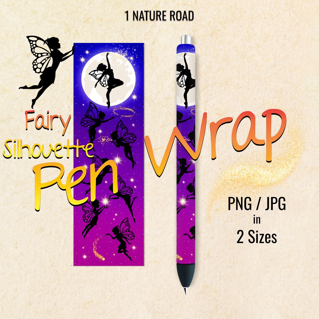 Fairy Silhouettes Pen Wrap, Printable Digital Download Designs for ...