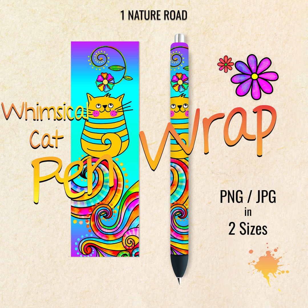 Whimsical Cat Pen Wrap, Inkjoy Wraps, Printable Digital Download ...