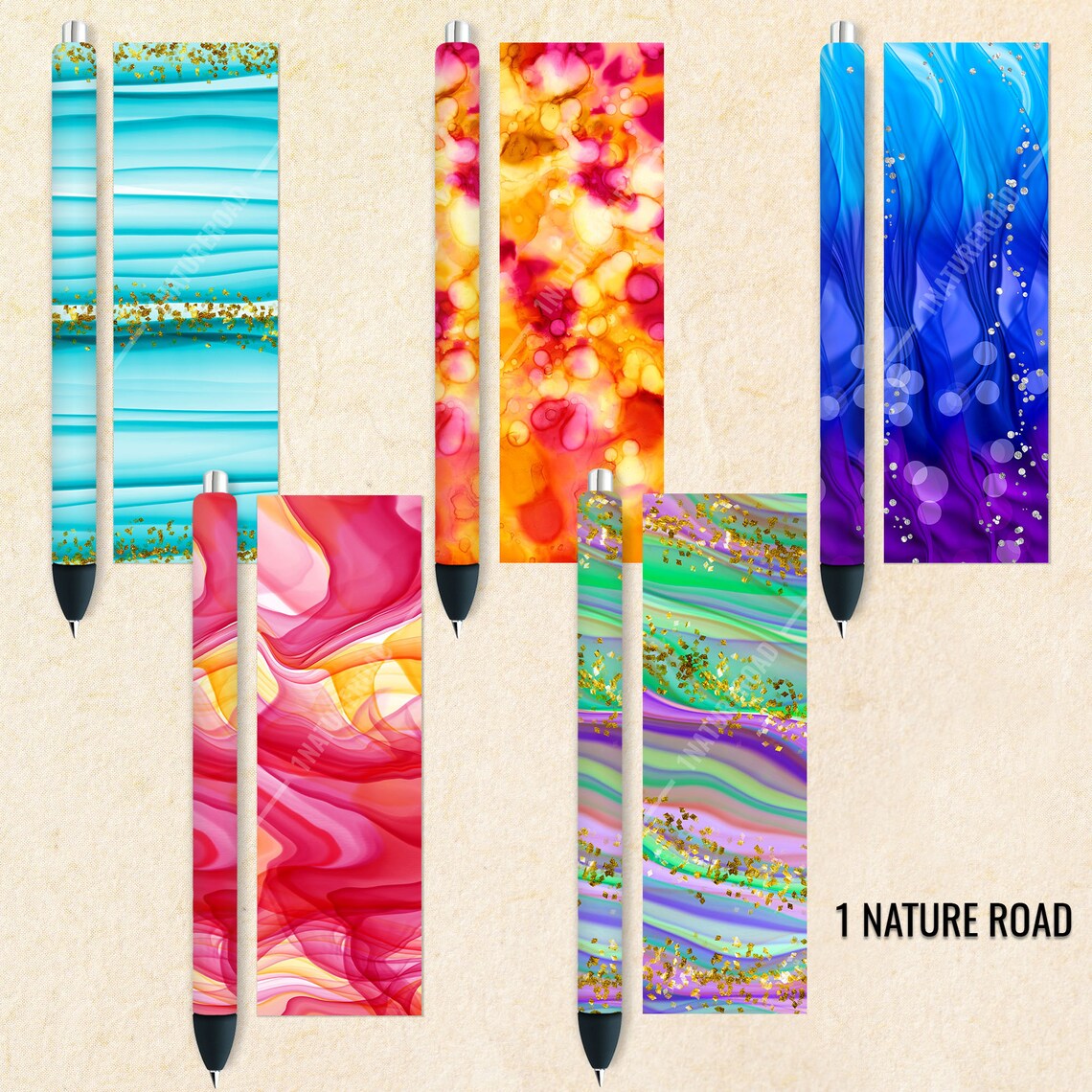 Alcohol Ink Pen Wrap Bundle, Ink Joy Wraps, Printable Digital Download ...