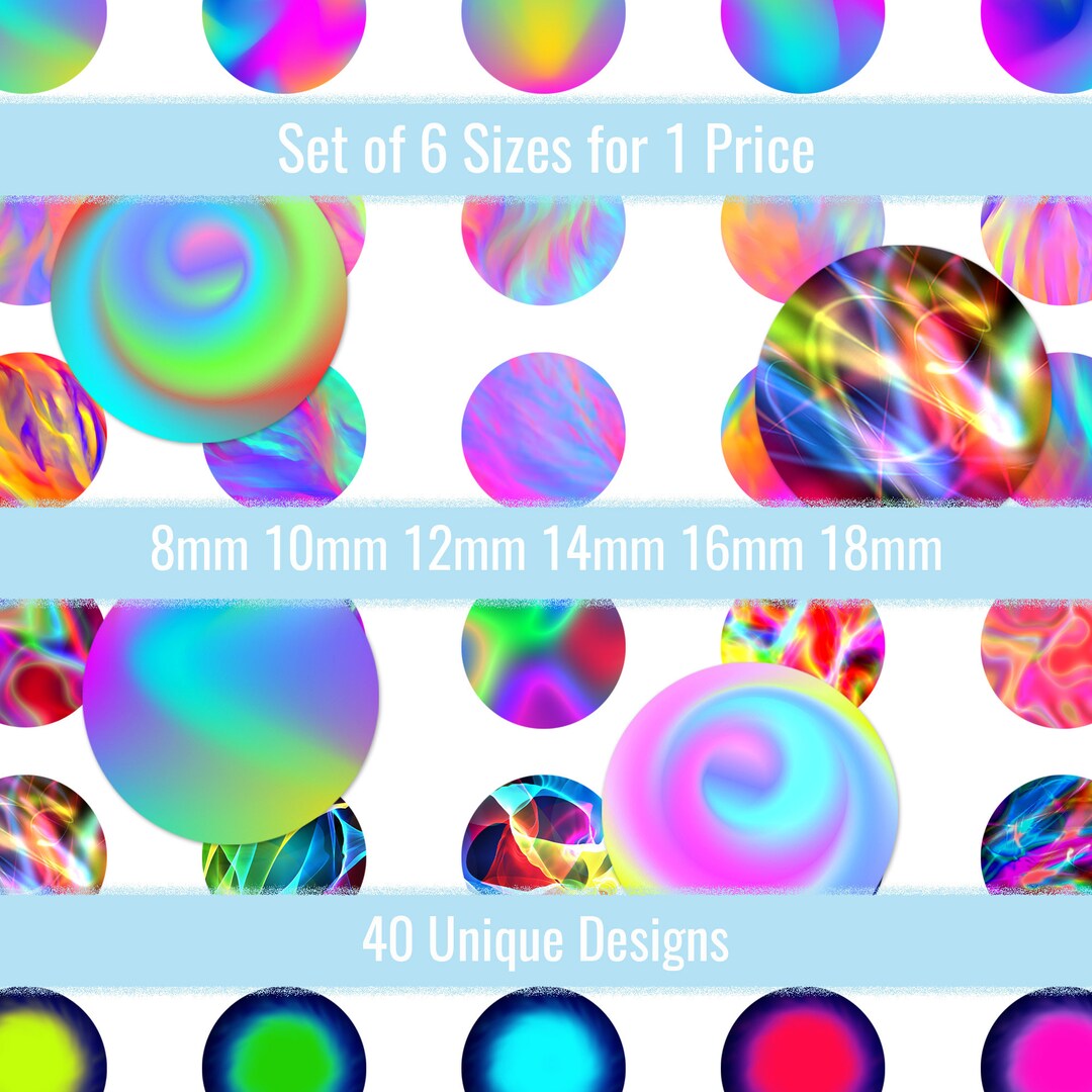 Neon Glow 8mm 10mm 12mm 14mm 16mm 18mm Circle Images Digital Collage ...