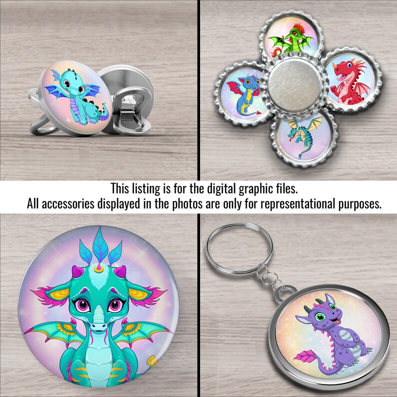 Dragon Cartoons 8mm 10mm 12mm 14mm 16mm 18mm Circle Images - Etsy