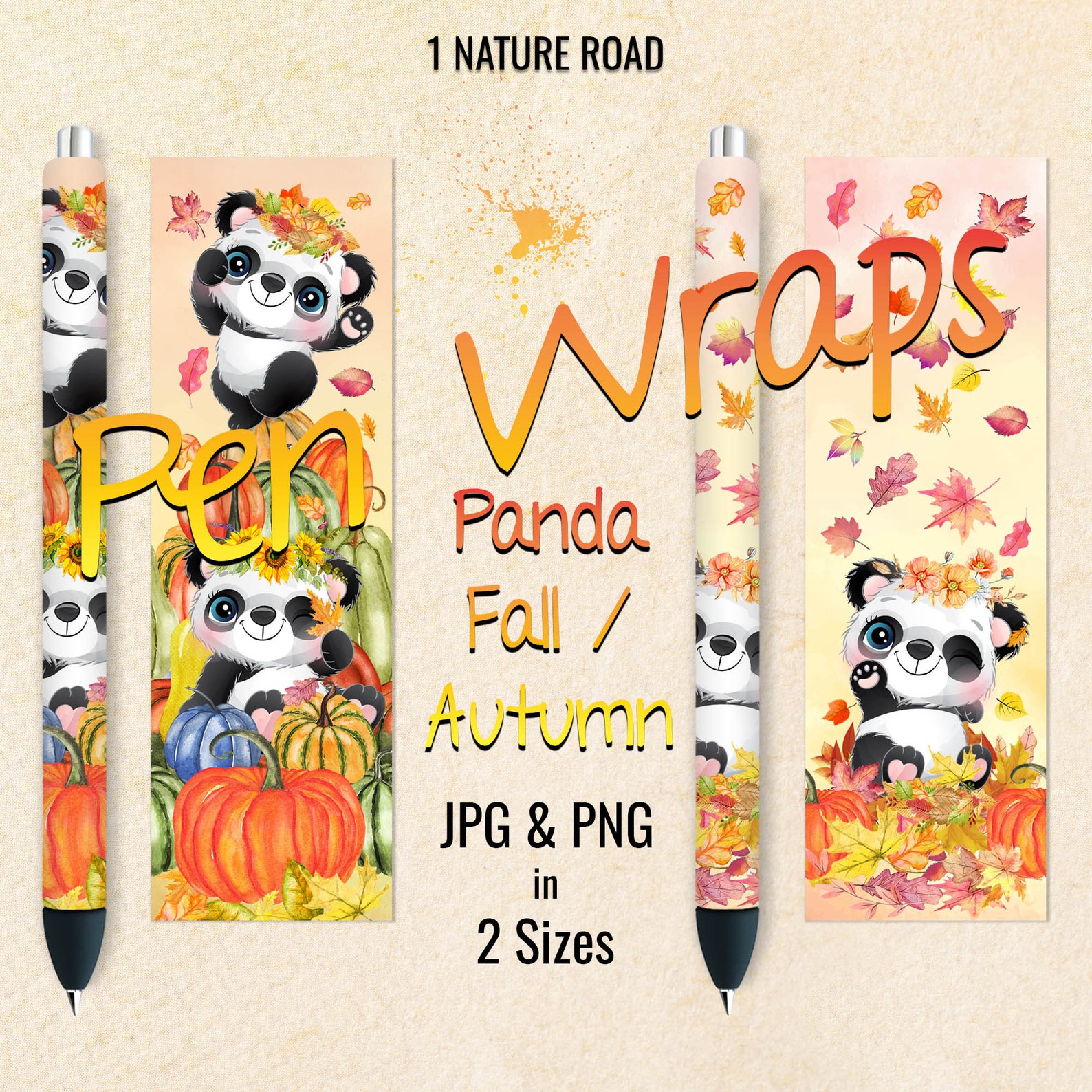 Panda Fall Pen Wraps Autumn Seamless Ink Joy Printable | Etsy