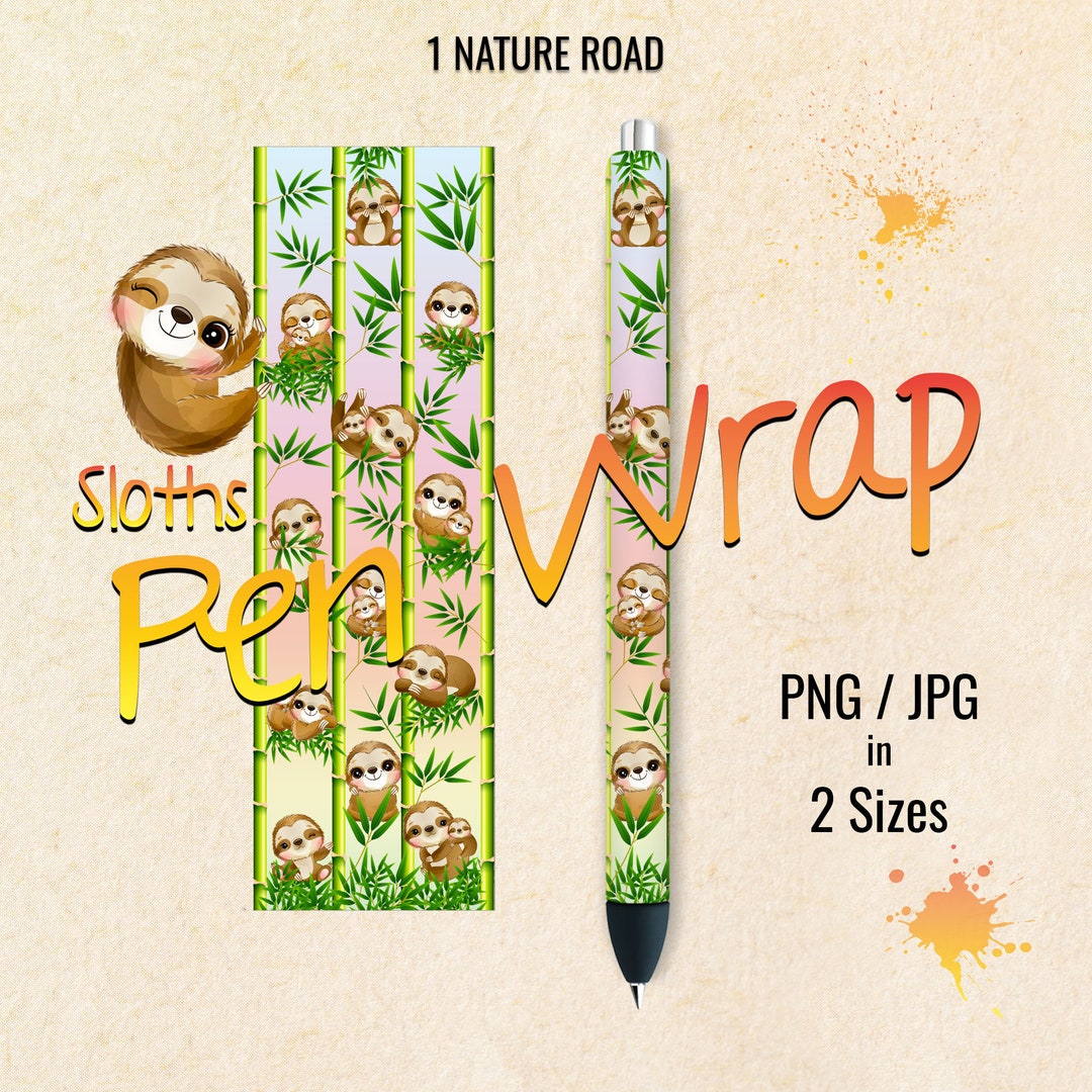 Bamboo Sloths Pen Wraps, Inkjoy, Seamless Printable Digital Download ...