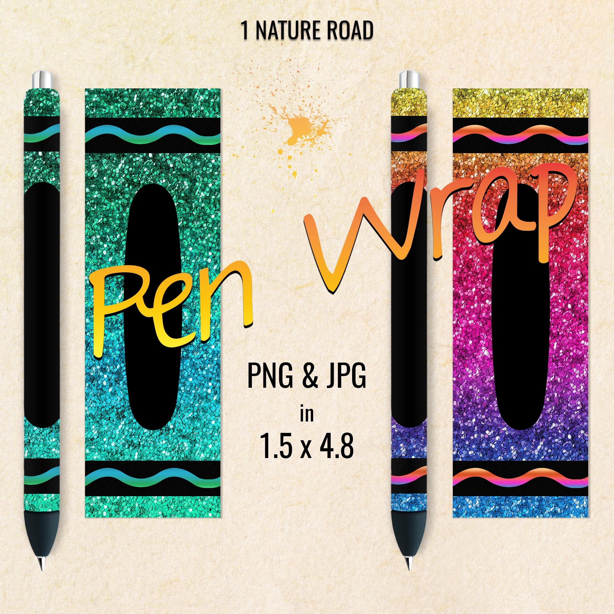 Glitter Crayon Pen Wrap Bundle Inkjoy Wraps Printable | Etsy