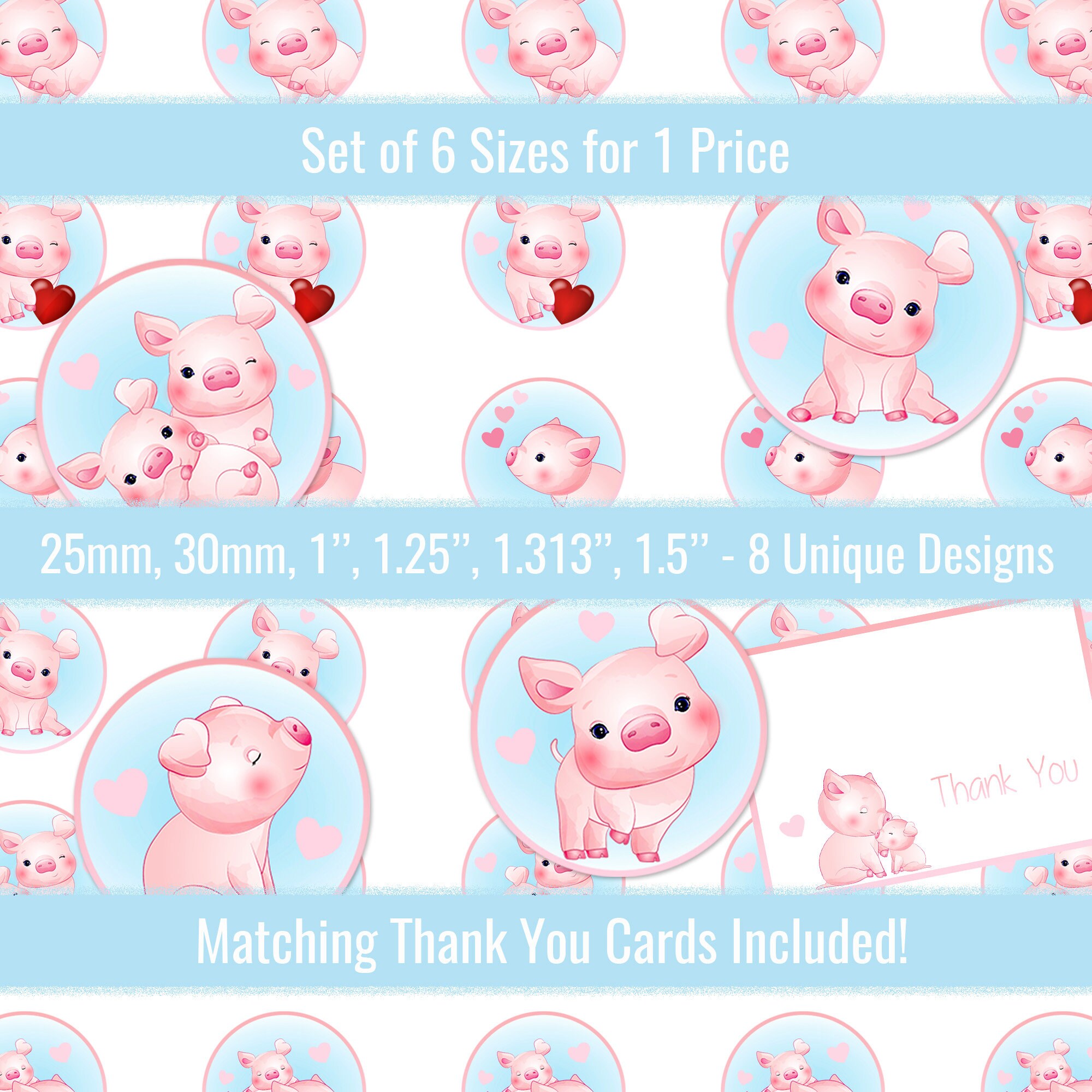 Pigs Piglet 1 Inch 25mm 30mm 1.25 1.313 Inch 1.5 | Etsy