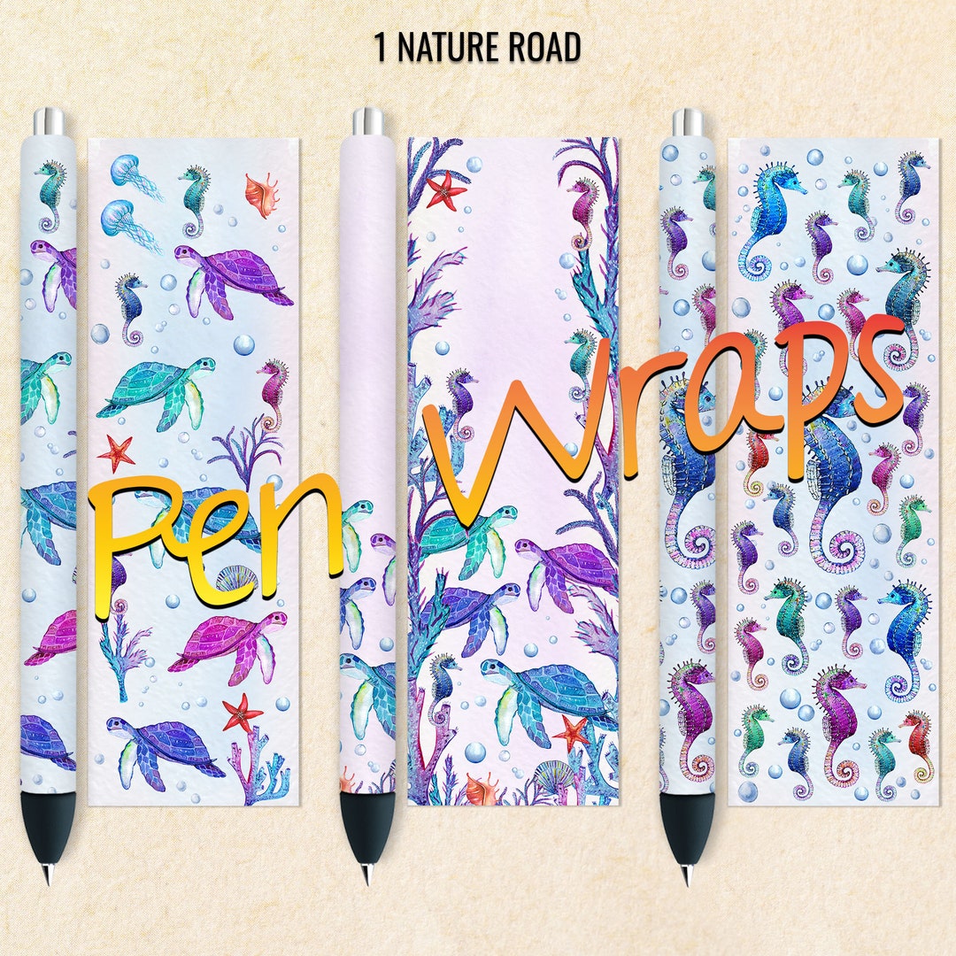 Turtle Pen Wraps, Seahorse Pen Wrap, Inkjoy Wraps, Digital Download ...