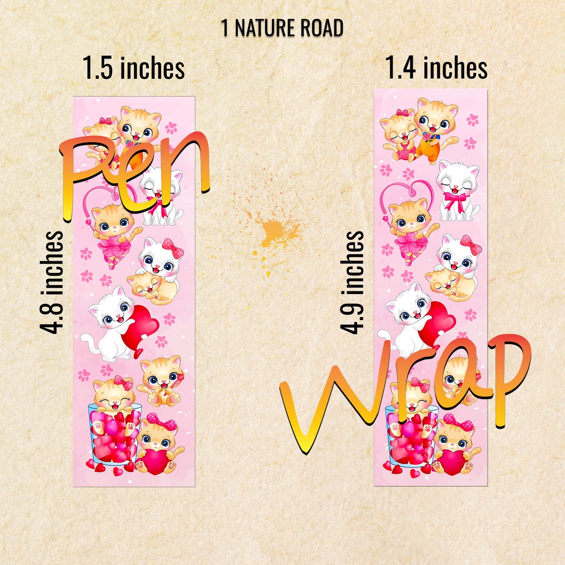 Girls Pen Wraps Kittens Cats Printable Digital Download - Etsy