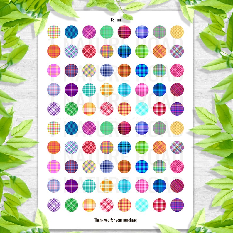 8mm 10mm 12mm 14mm 16mm 18mm Summer Plaid Circle Images - Etsy