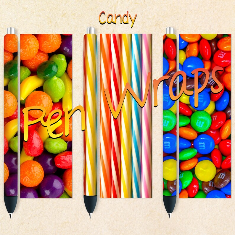 Candy Pen Wrap Bundle Sweets Inkjoy Wraps Printable Digital - Etsy