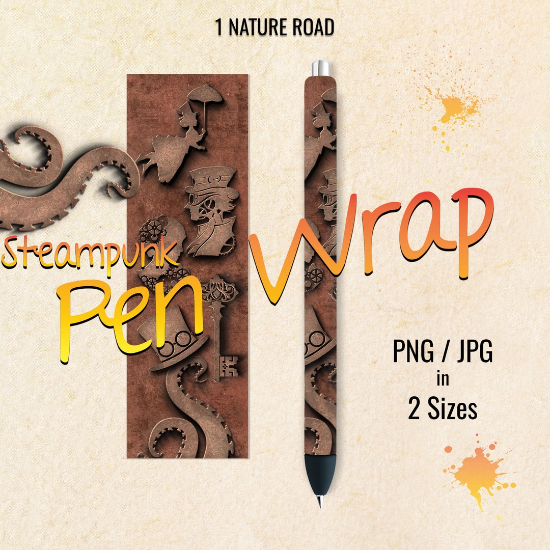 Steampunk Pen Wrap, Printable Digital Download for Inkjoy Waterslide ...