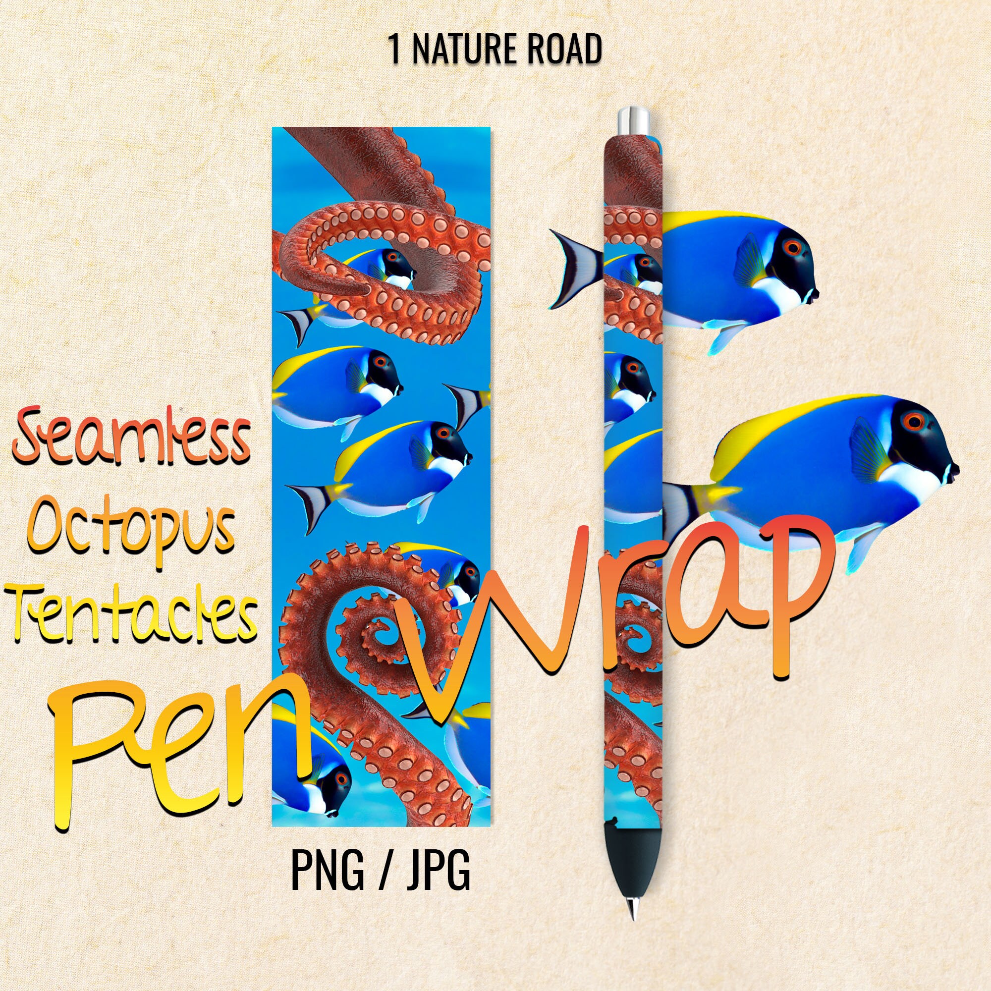 Seamless Octopus Tentacles Pen Wrap, Fish Inkjoy Wraps, Printable ...