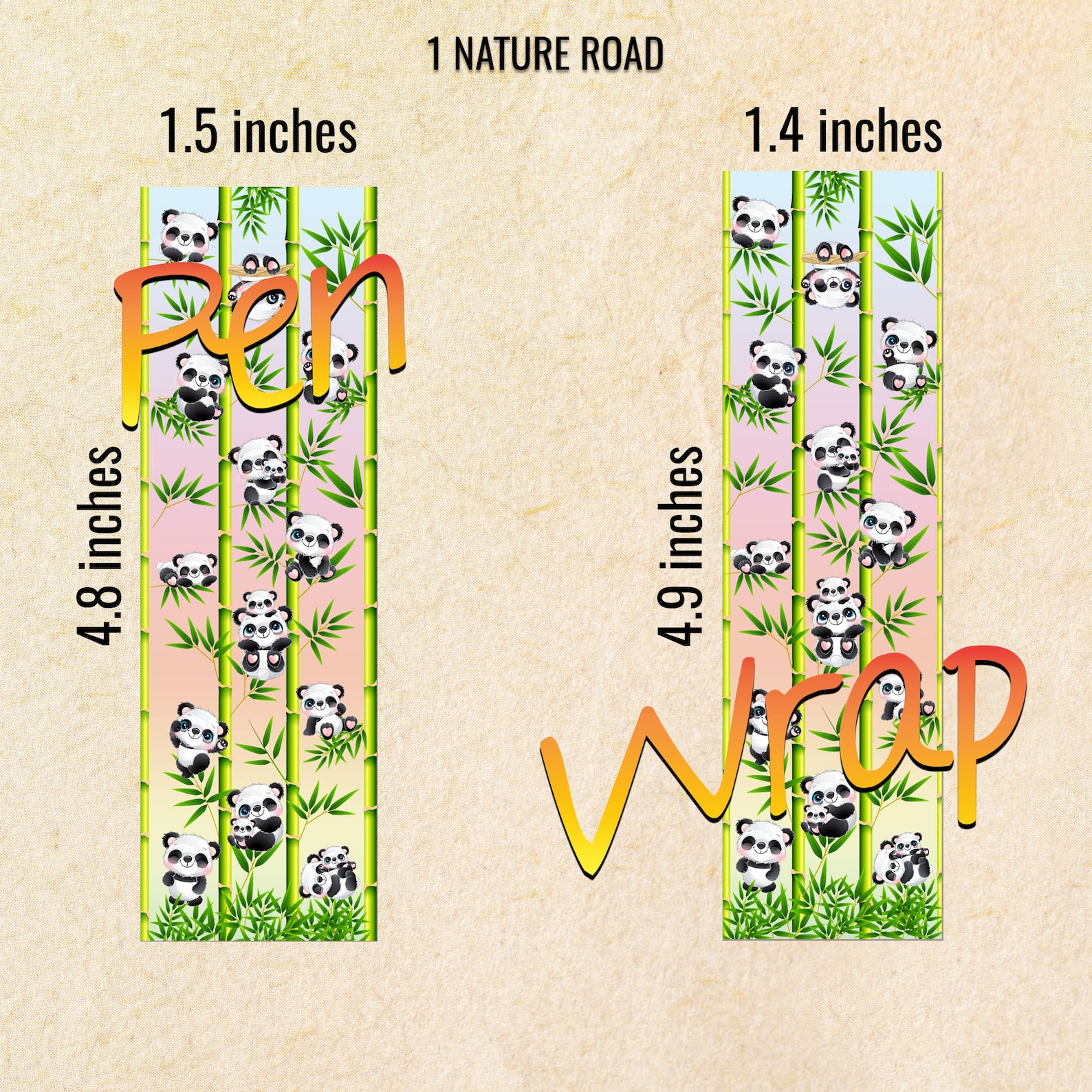 Panda Bear Pen Wrap Design Printable Digital Download for - Etsy