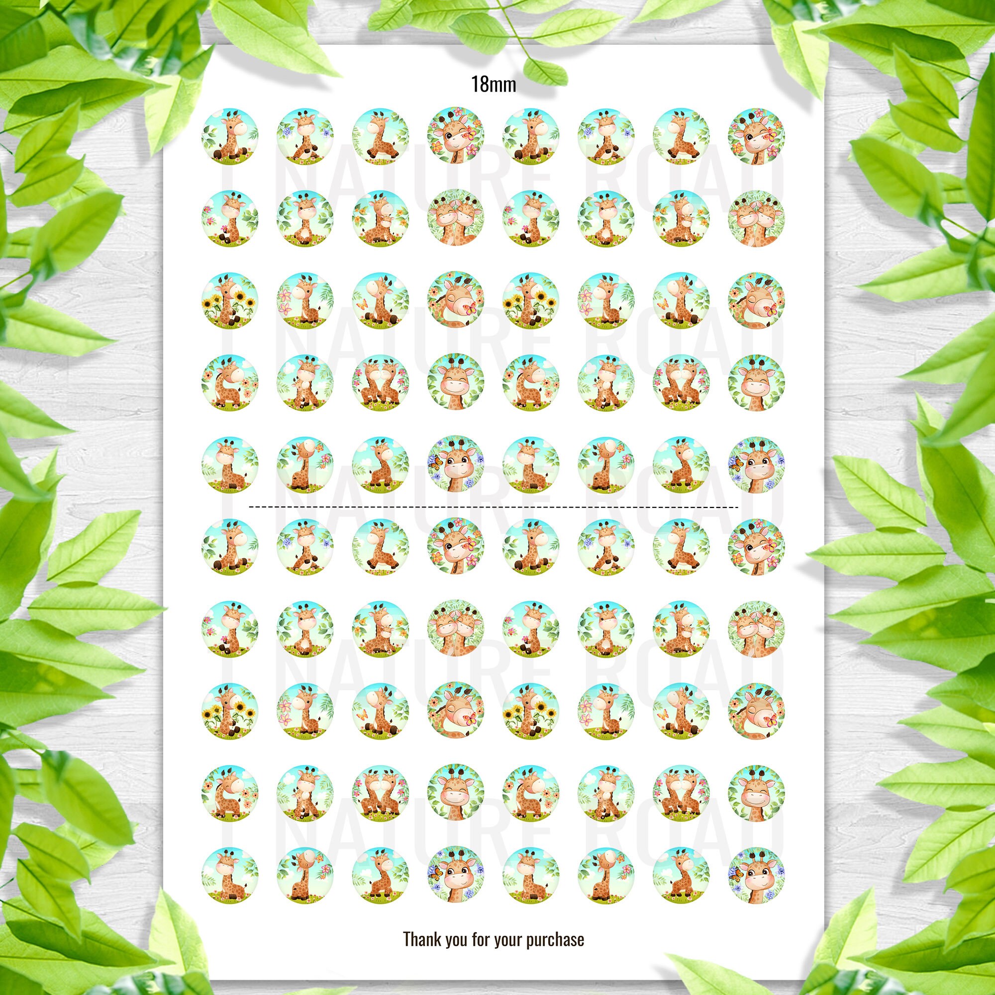 Giraffe Animals 8mm 10mm 12mm 14mm 16mm 18mm Circle Images - Etsy