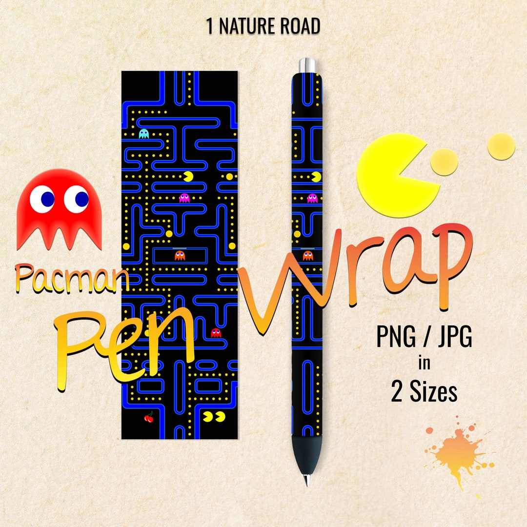 Retro Game Pacman Pen Wrap, Inkjoy Wraps, Printable Digital Download ...
