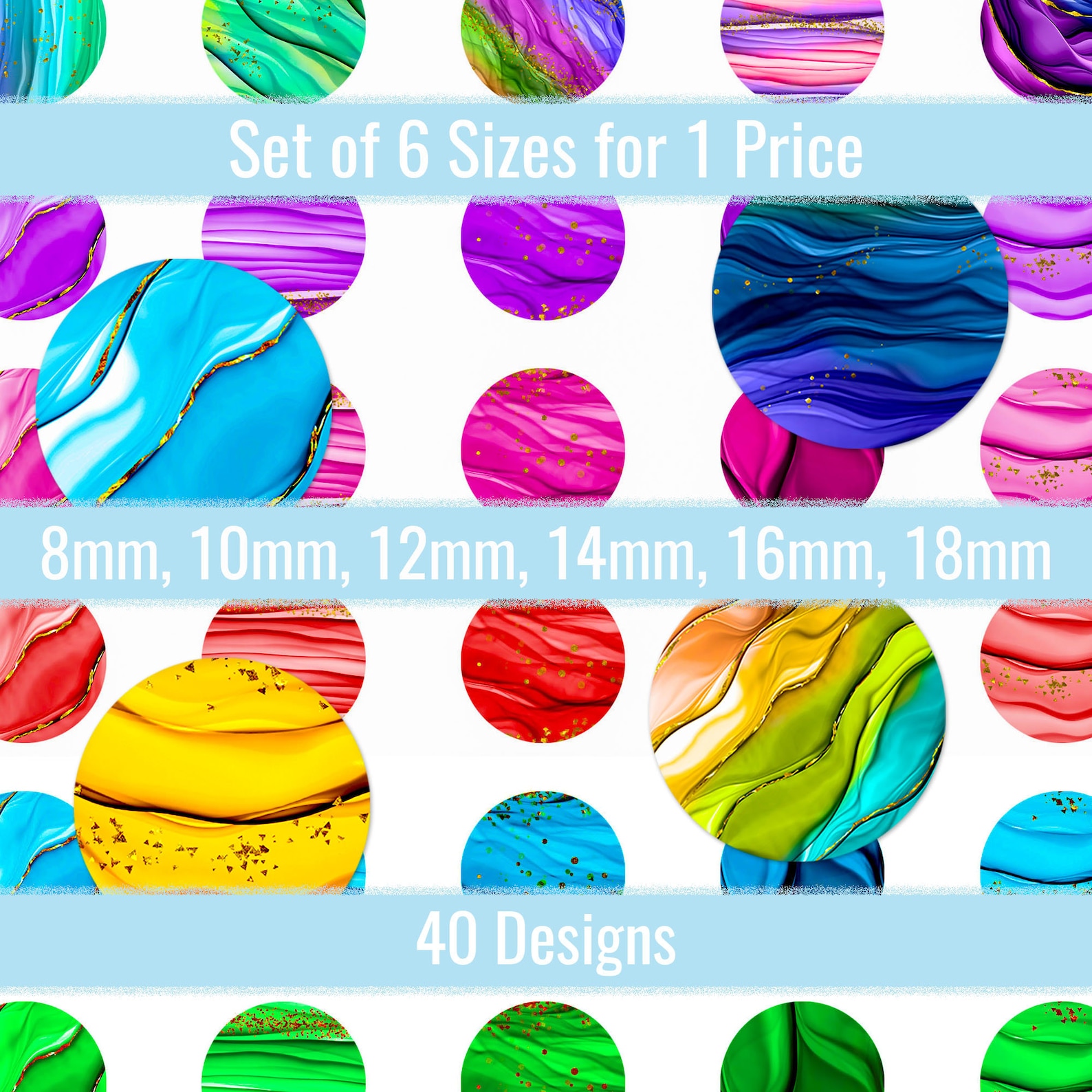 8mm 10mm 12mm 14mm 16mm 18mm Abstract Ink Circle Images Digital Collage ...