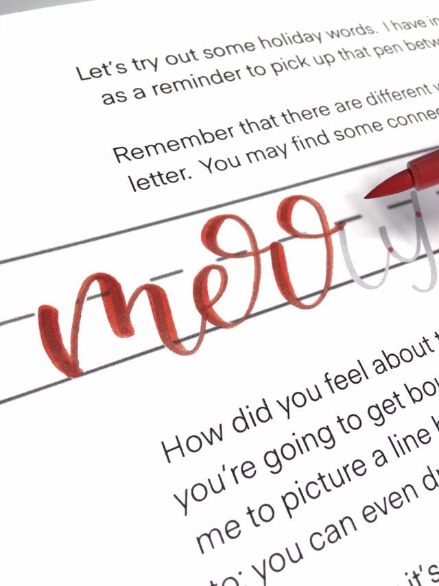 Holiday Lettering Practice Sheets Beginner Faux Calligraphy | Etsy