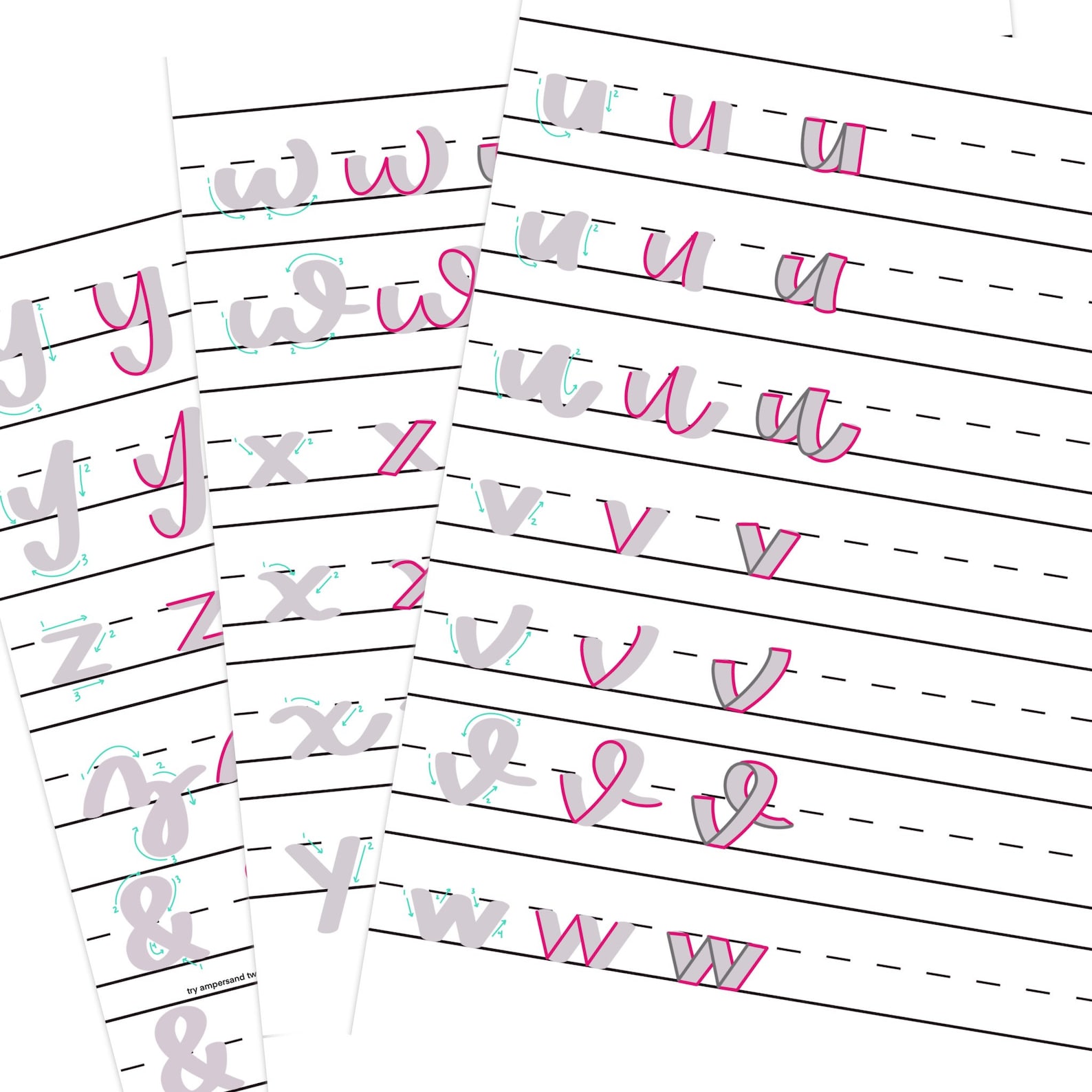 Beginner Ribbon Lettering | Hand Lettering Practice Sheets | Worksheet ...