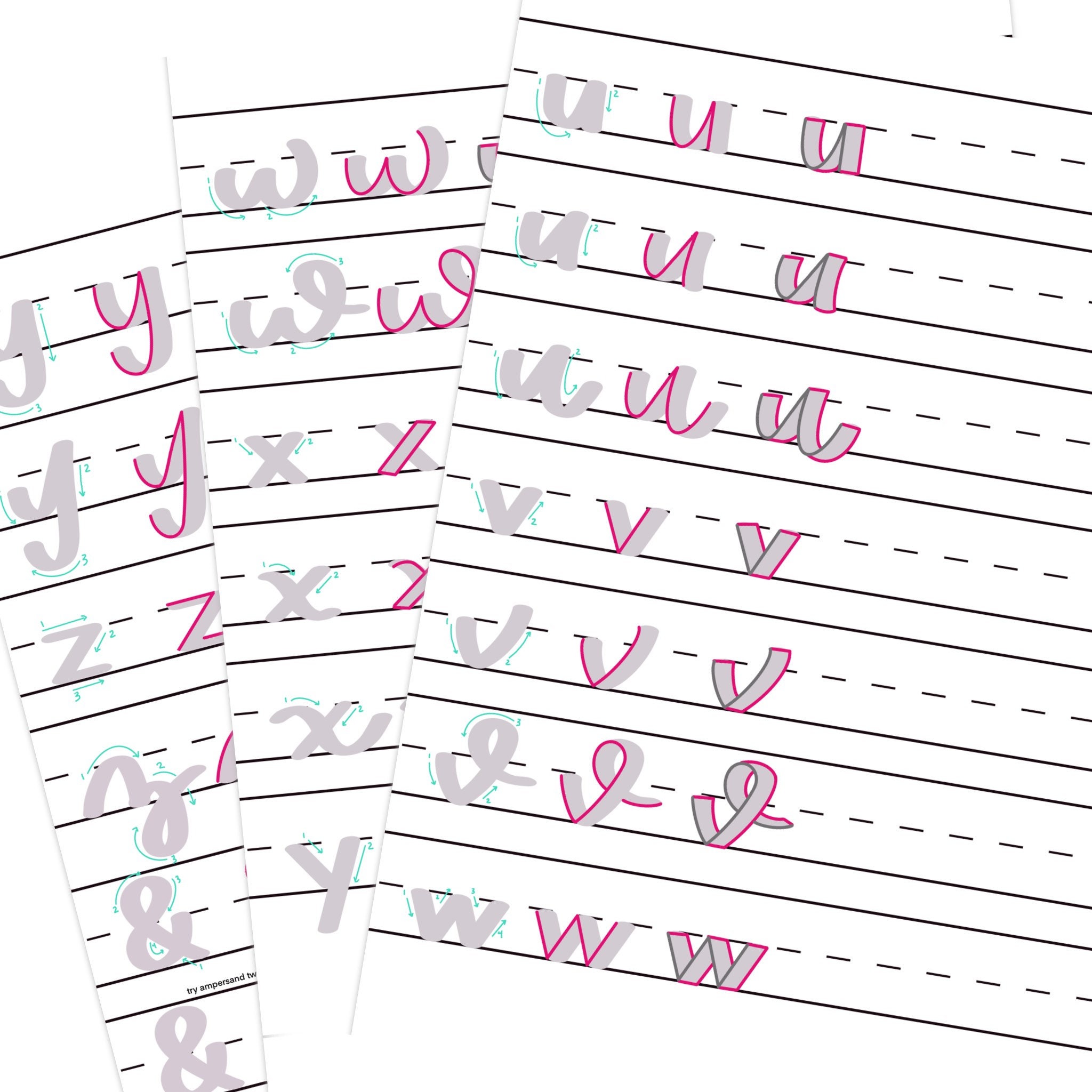 Beginner Ribbon Lettering | Hand Lettering Practice Sheets | Worksheet ...