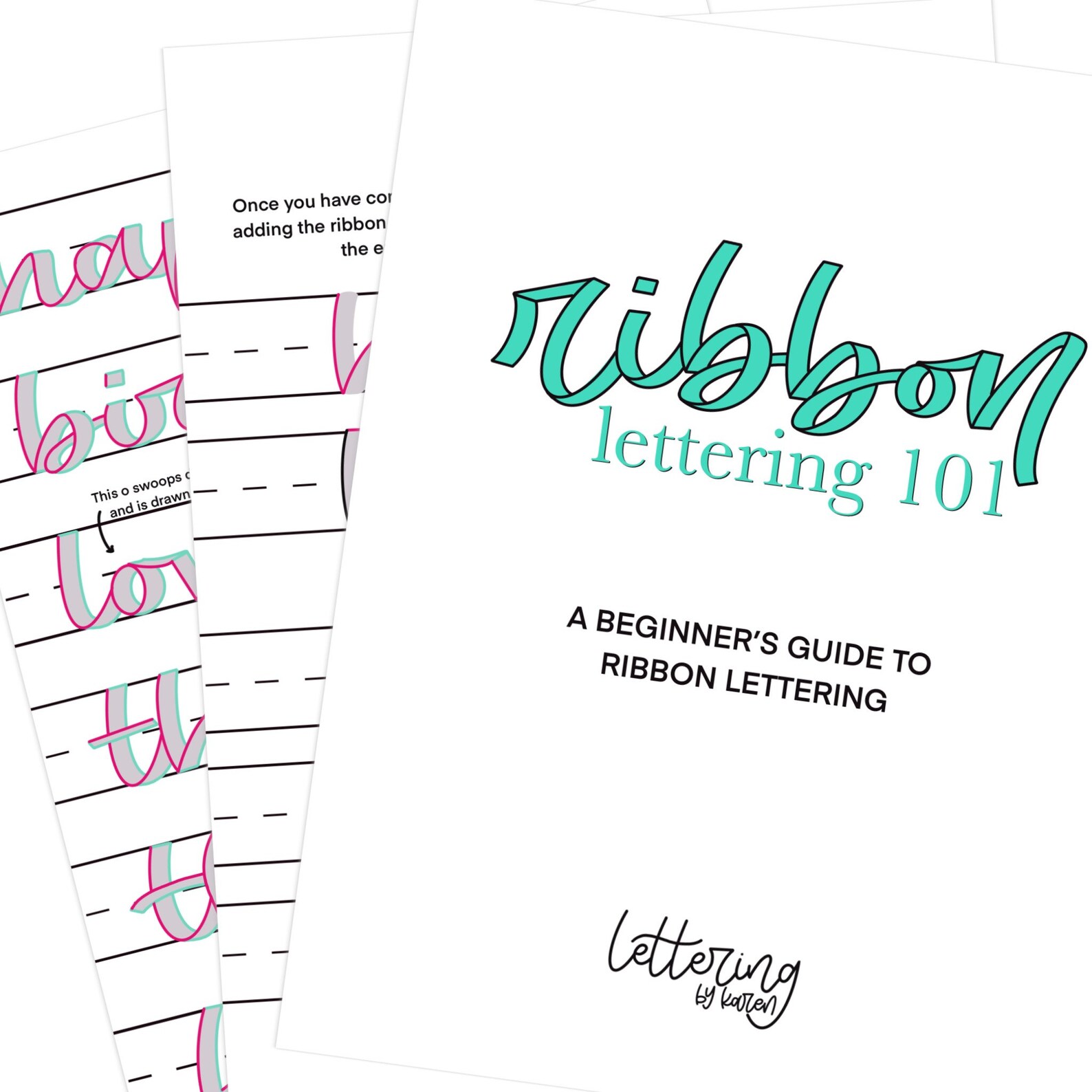 Beginner Ribbon Lettering | Hand Lettering Practice Sheets | Worksheet ...