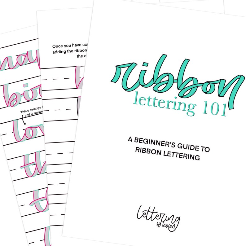 Beginner Ribbon Lettering | Hand Lettering Practice Sheets | Worksheet ...