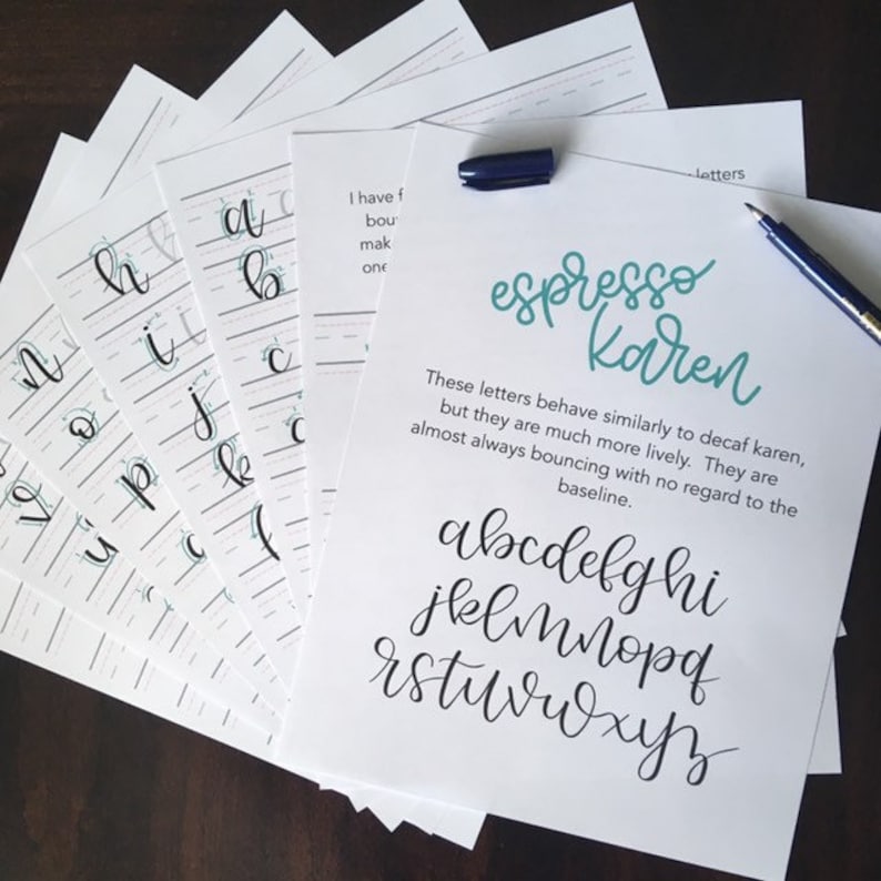 Beginner and Bouncy Brush Lettering Hand Lettering Practice | Etsy