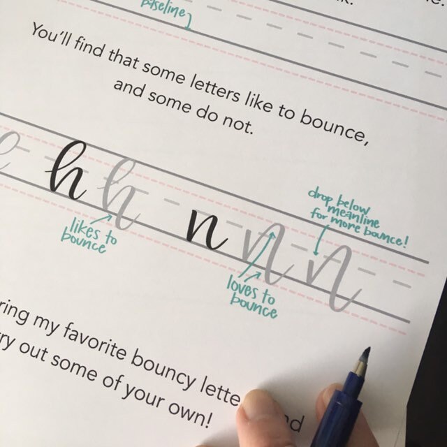 Bouncy Brush Lettering | Beginner Hand Lettering Practice Sheets ...