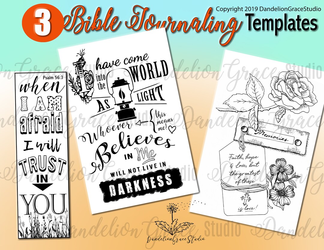 3 Bible Journal Templates | Illustration | Digital Files | Faith/prayer ...