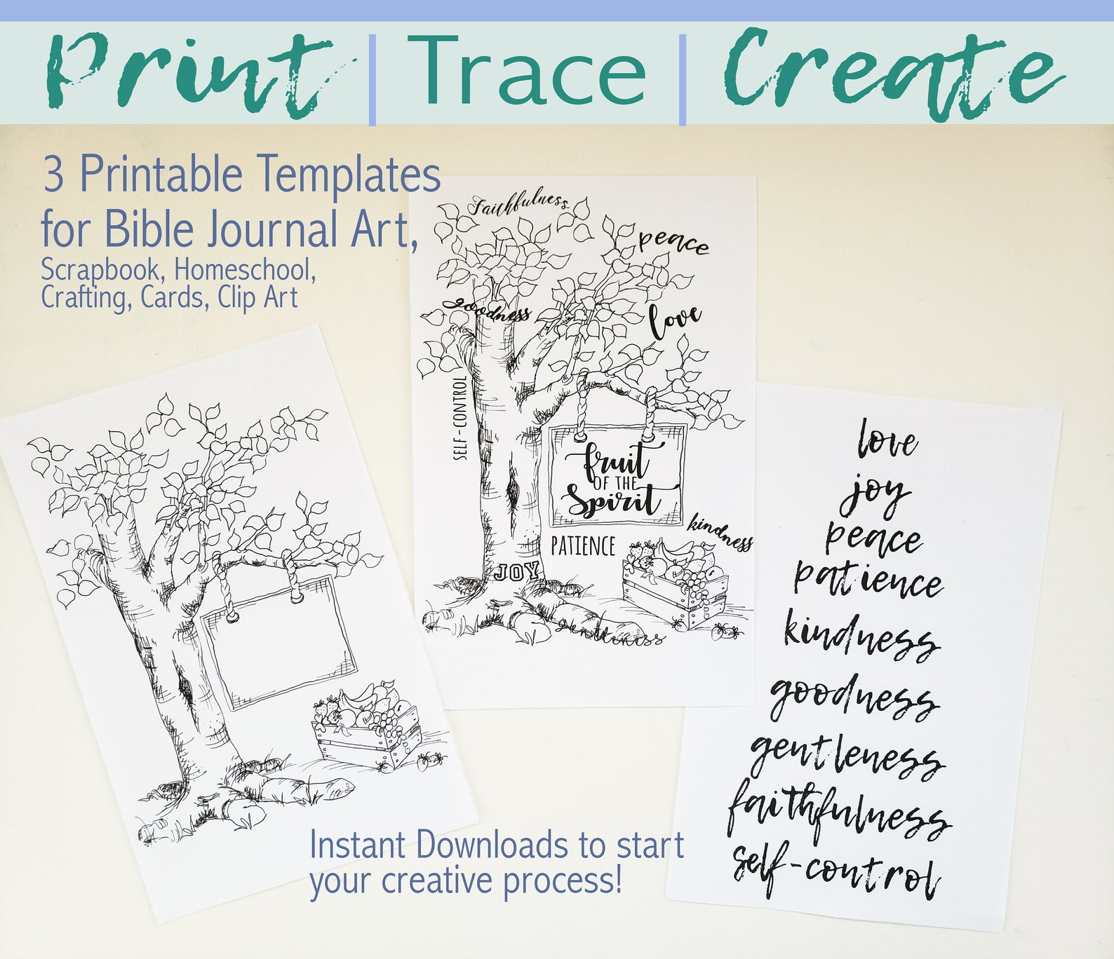 Fruit of the Spirit Bible/prayer Journal Art | Printable | Illustration ...