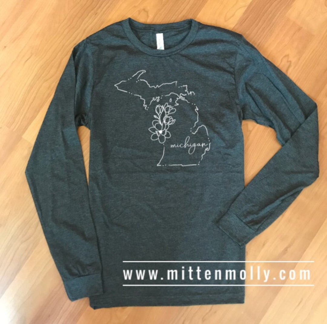 Floral Michigan Long Sleeve Shirt, Michigan Shirt, Michigander ...