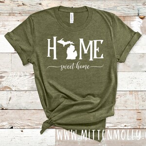 Michigan Home Sweet Home T-shirt, Michigan Tee, Michigan Clothing ...