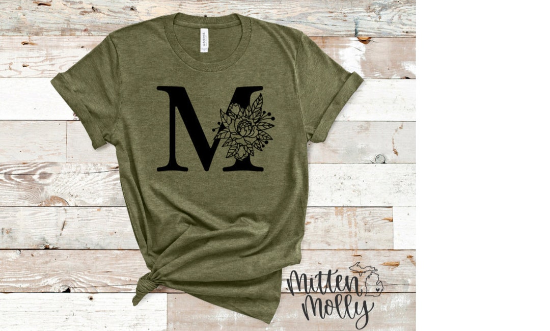 Floral Letter T-shirt, Custom Letter Shirt, Any Letter of Alphabet ...
