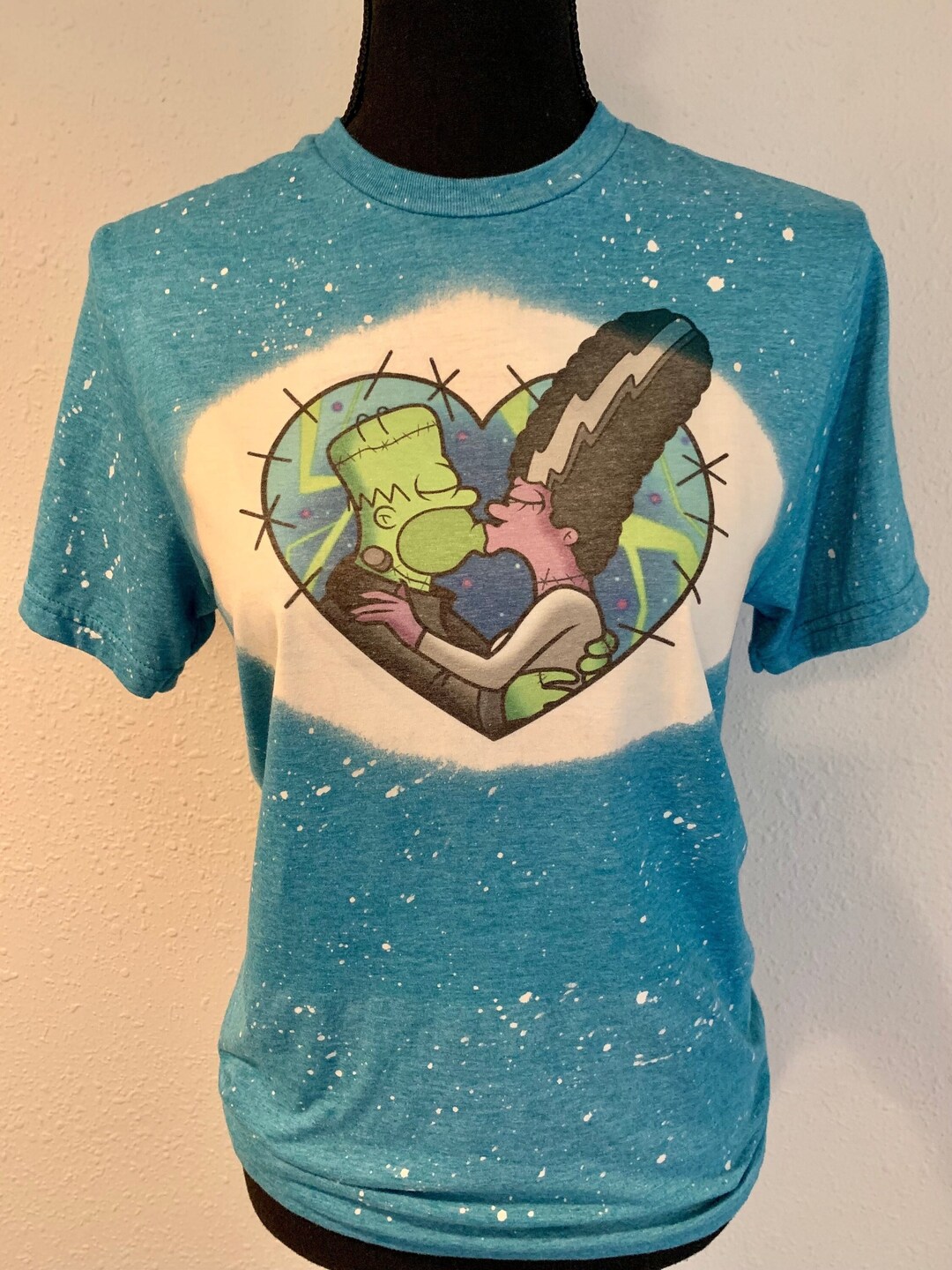 Simpsons Halloween Frankenstein Bleach Dyed T-shirt Bleached - Etsy